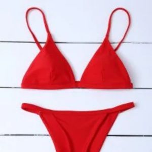 Swim | Red String Bikini Set | Poshmark